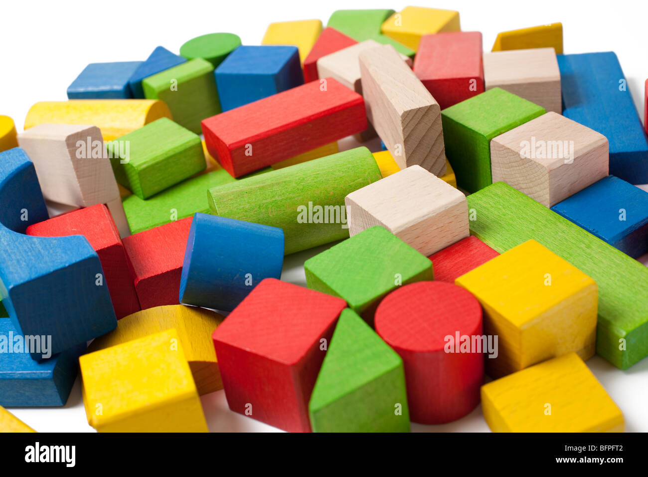 colorful wooden toy blocks isolated on white background Stock Photo - Alamy