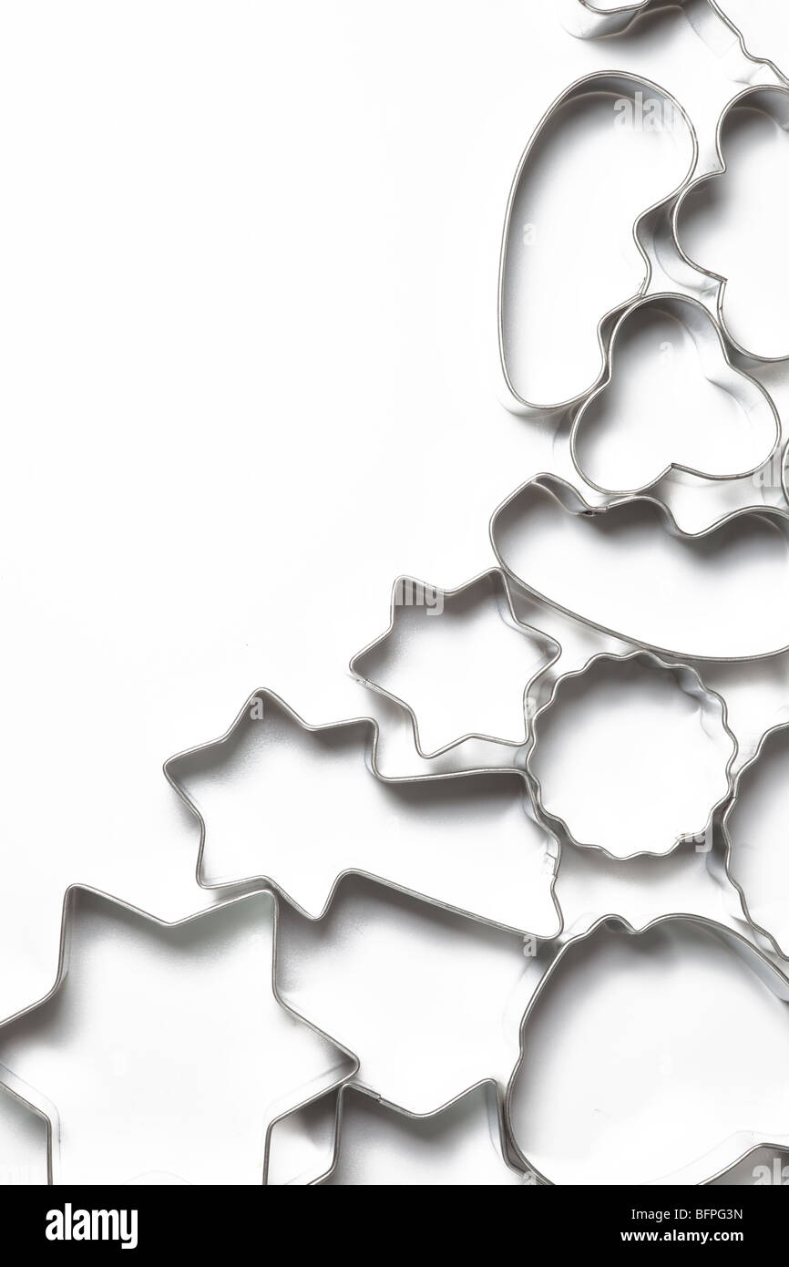 cookie cutters on white background Stock Photo - Alamy