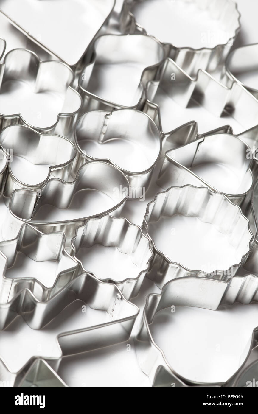 cookie cutters on white background Stock Photo - Alamy