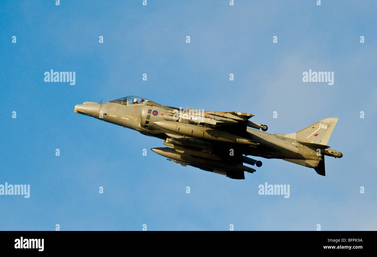 BAe Harrier GR9A RAF No1 Sqn Cottesmore leaving RAF Kinloss Air Station ...