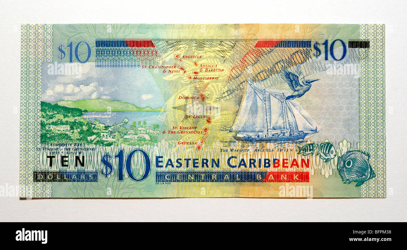 Eastern Caribbean Ten 10 Dollar Bank Note Stock Photo - Alamy