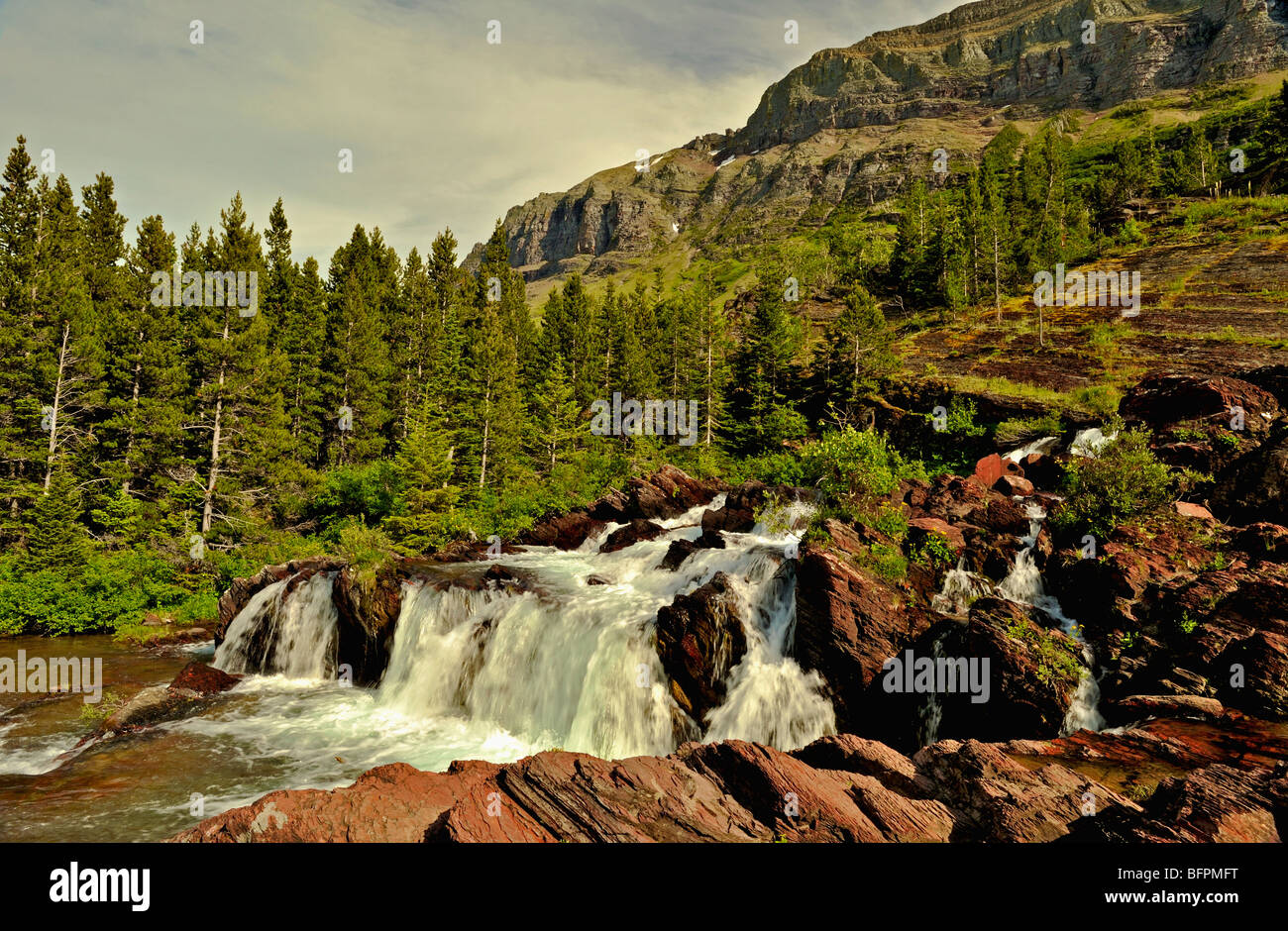 Rapids in a stream in glacier national park in Montana USA Stock Photo ...
