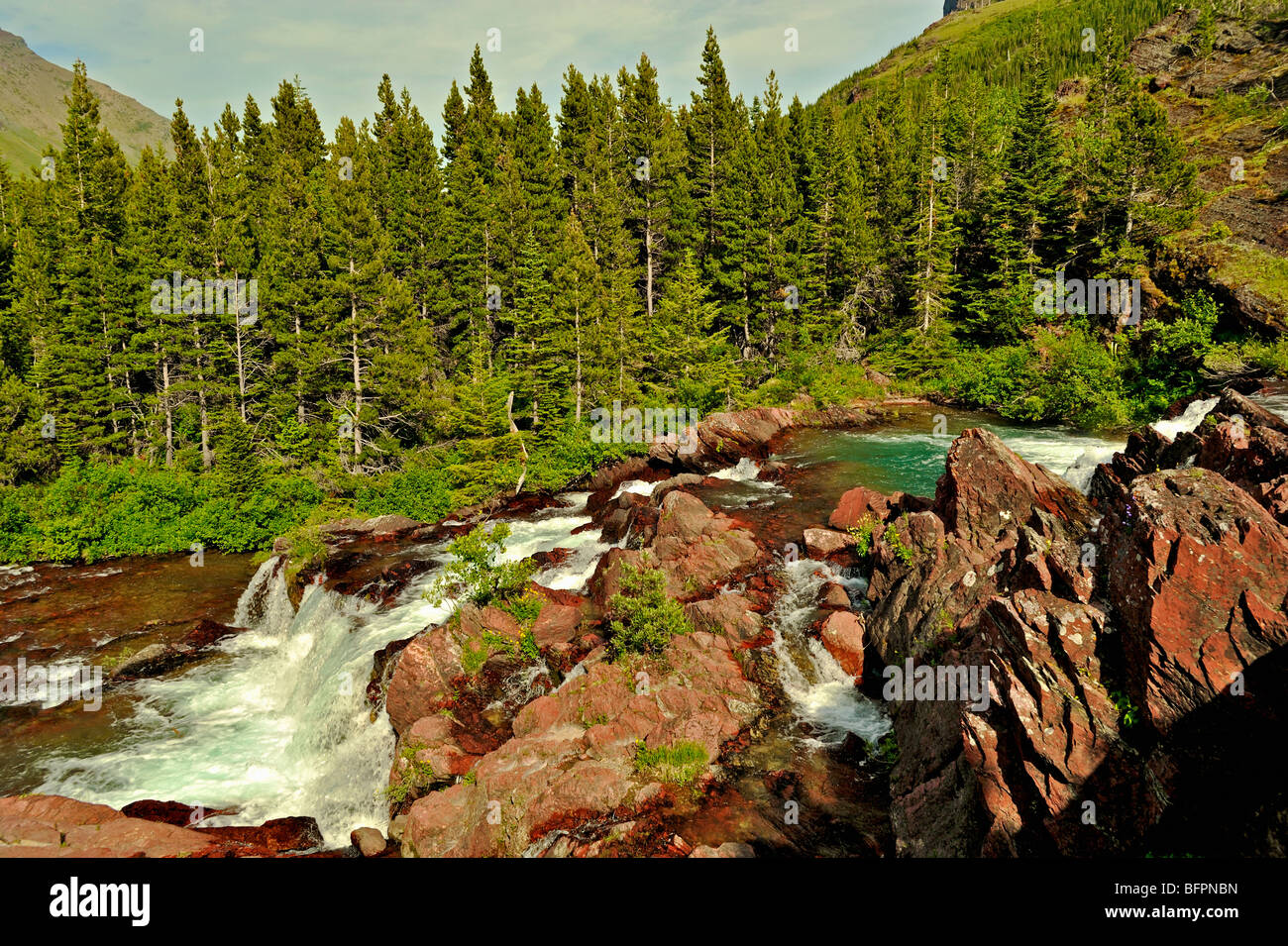 Rapids in a stream in glacier national park in Montana USA Stock Photo ...