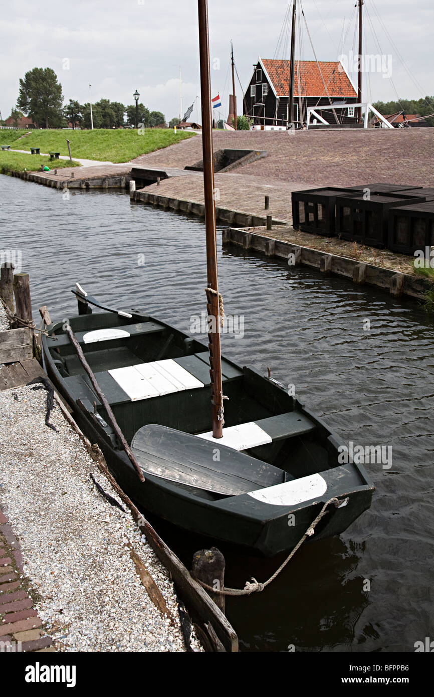 Traditional wooden boat in canal Zuiderzeemuseum Enkhuizen Netherlands ...
