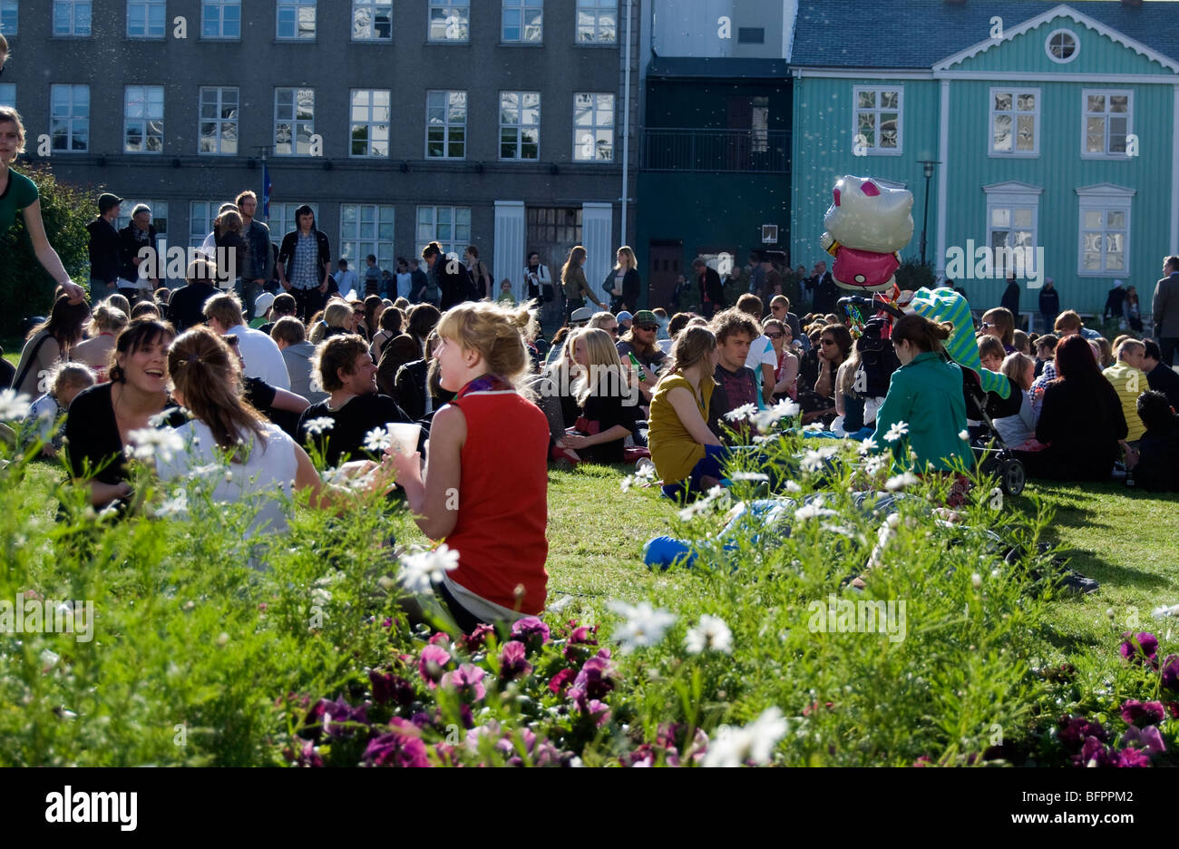 Families celebrating Icelandic National Day, Iceland Stock Photo - Alamy