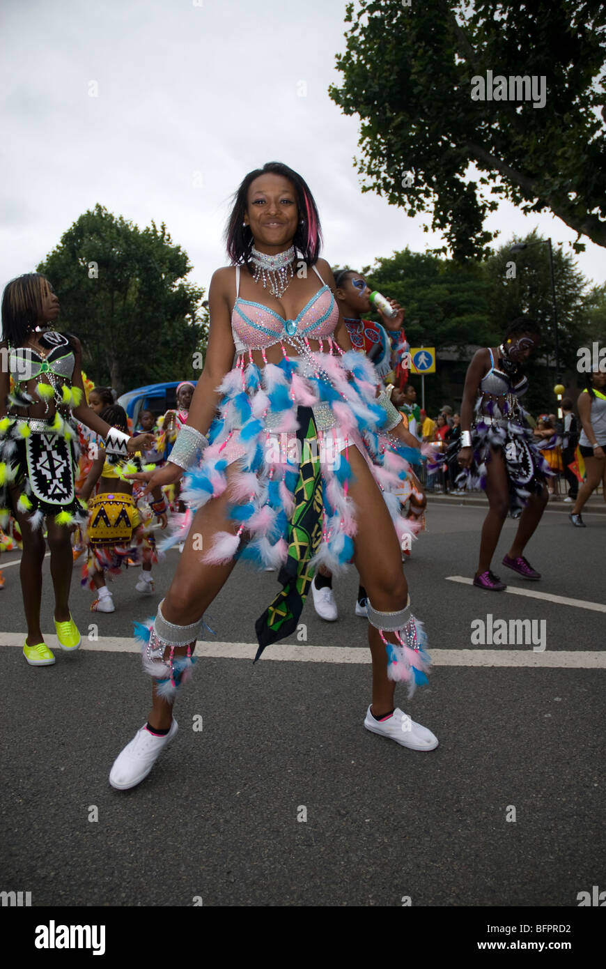 Dancing girl from the Phoenix Carnival Costume Band float the Notting ...