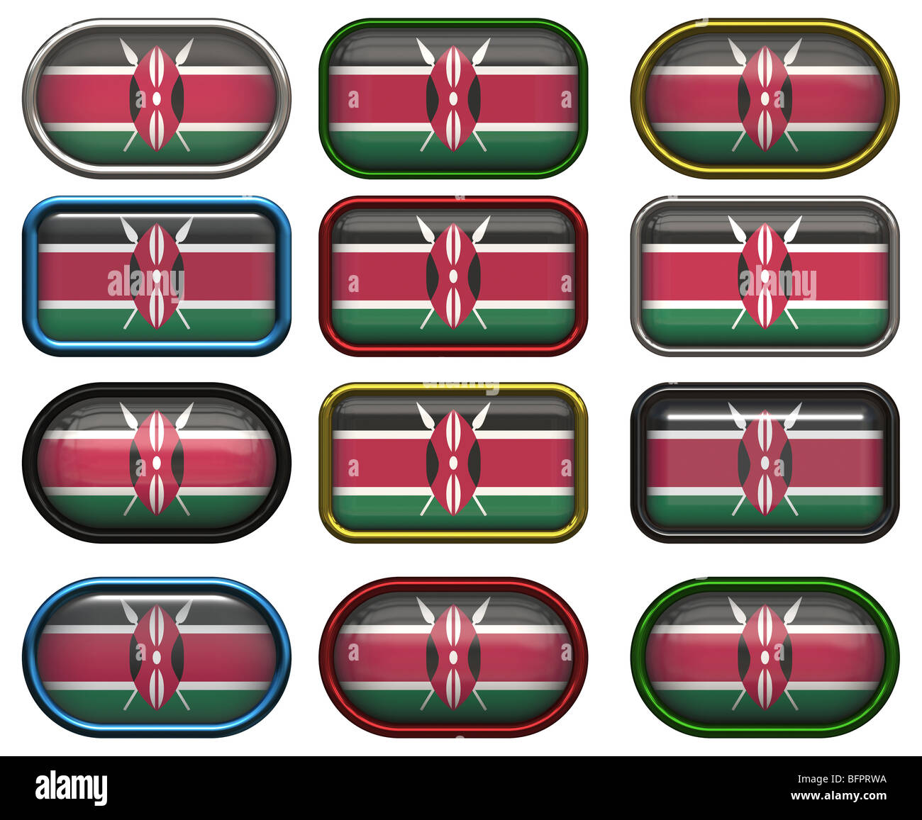 twelve Great buttons of the Flag of Kenya Stock Photo - Alamy