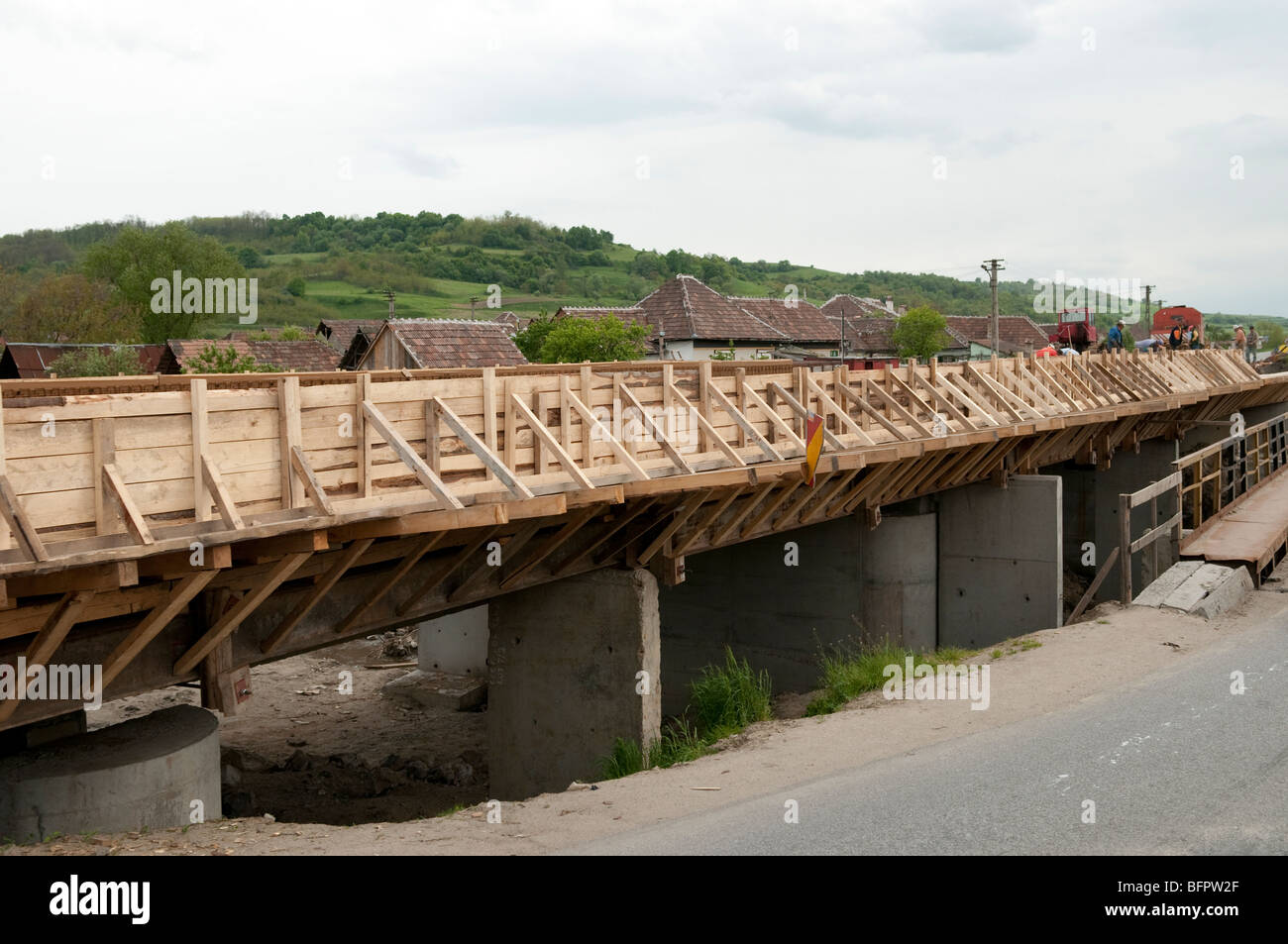 Bridge under construction on DN14 road in Agarbiciu Romania Eastern ...