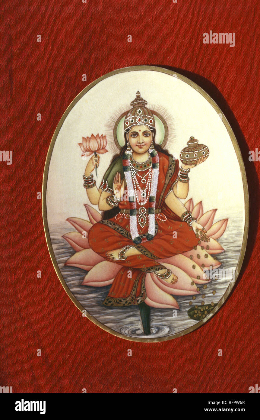 BDR 66446 : Indian Hindu Goddess of wealth Laxmi sitting on lotus ...