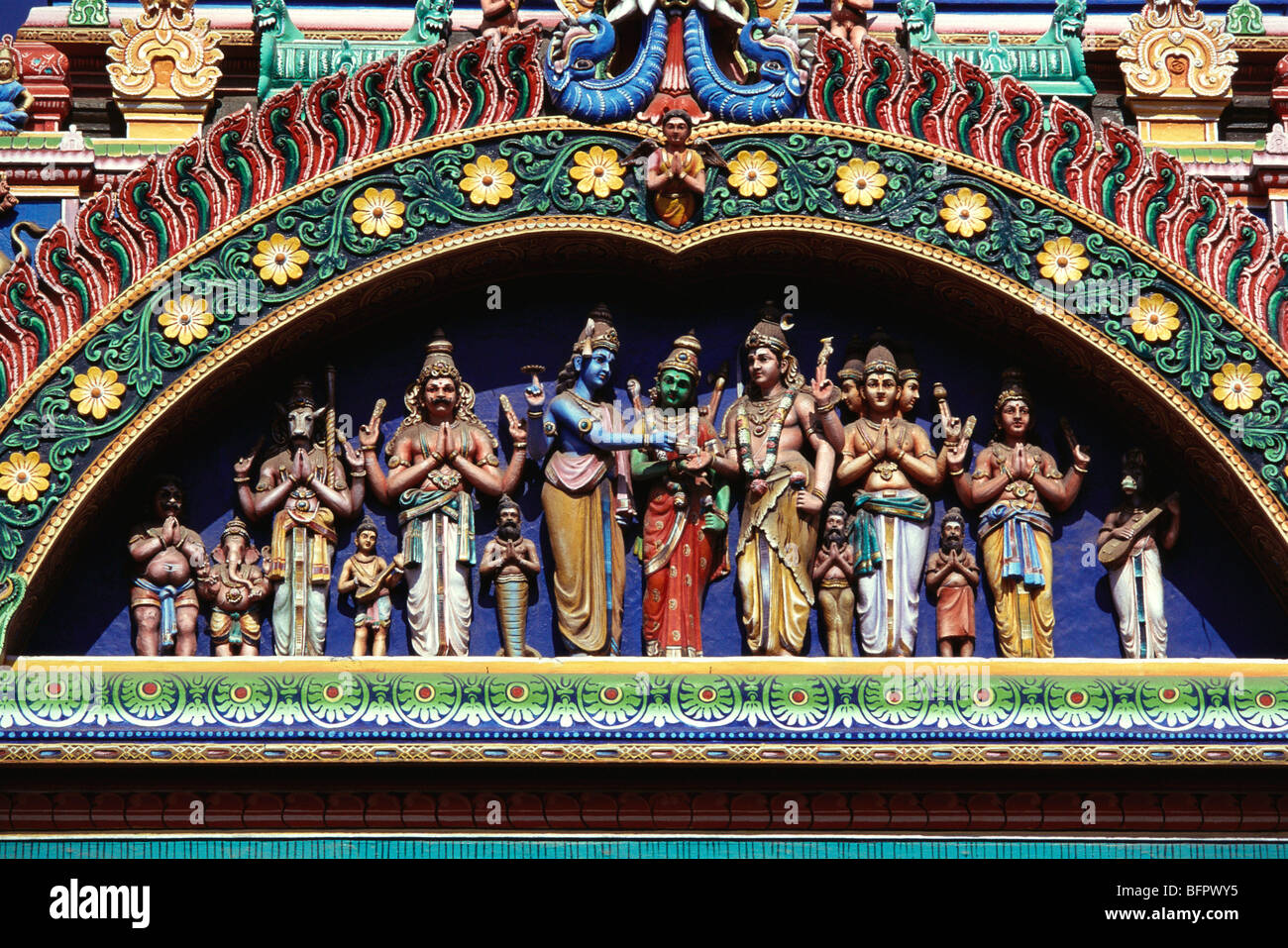 MAA 66590 : Wedding of goddess Meenakshi stucco work in Amman Sannathi ...