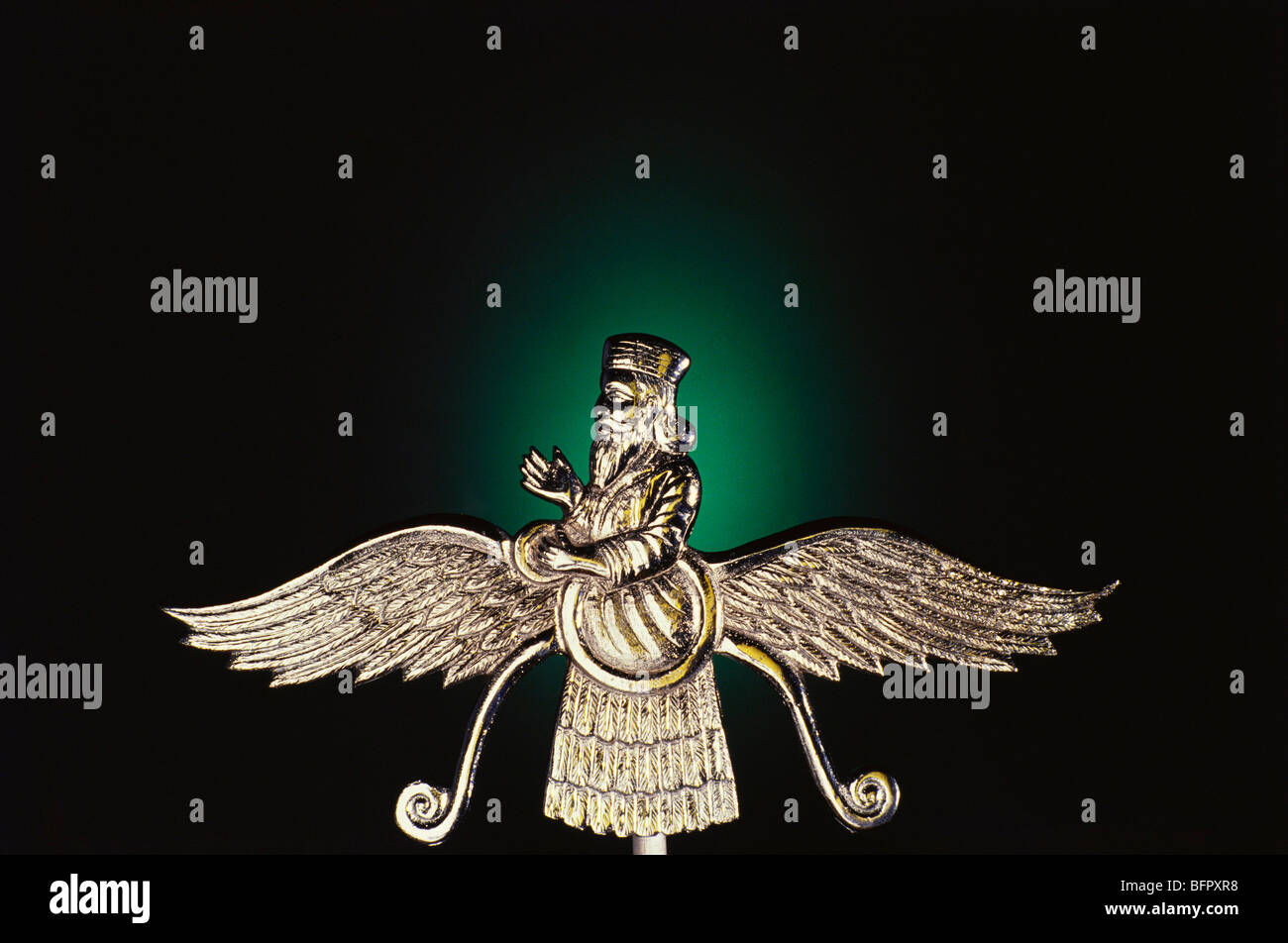 AAD 66724 : Zorastrian Parsi symbol on black background Stock Photo - Alamy