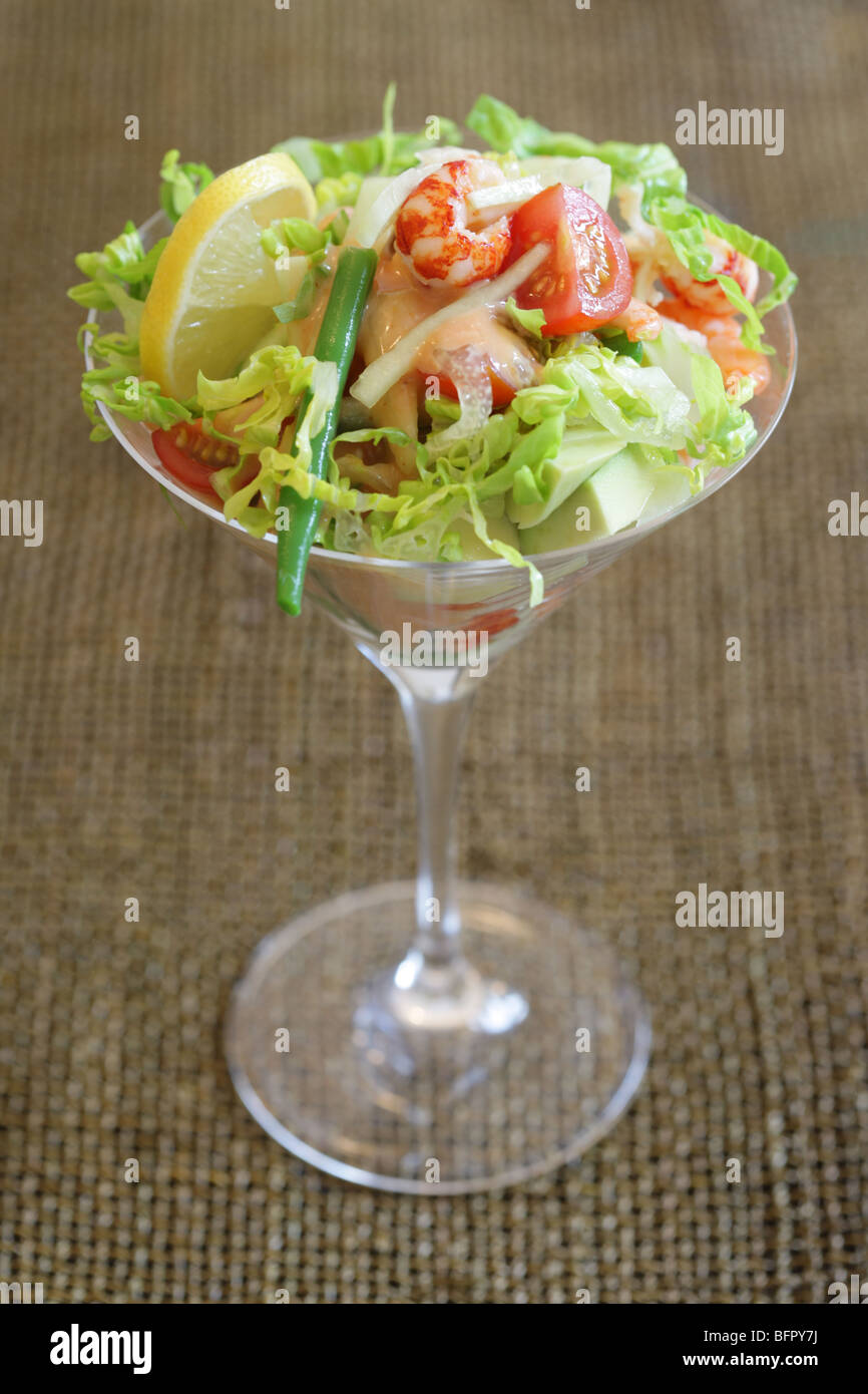 Traditional Authentic Prawn Cocktail Served In A Glass With No People ...