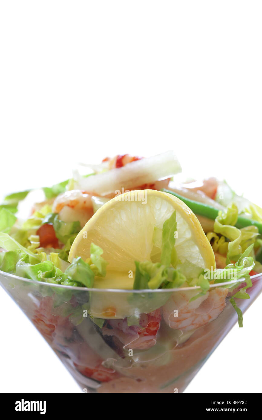 Traditional Authentic Prawn Cocktail Served In A Glass With No People ...