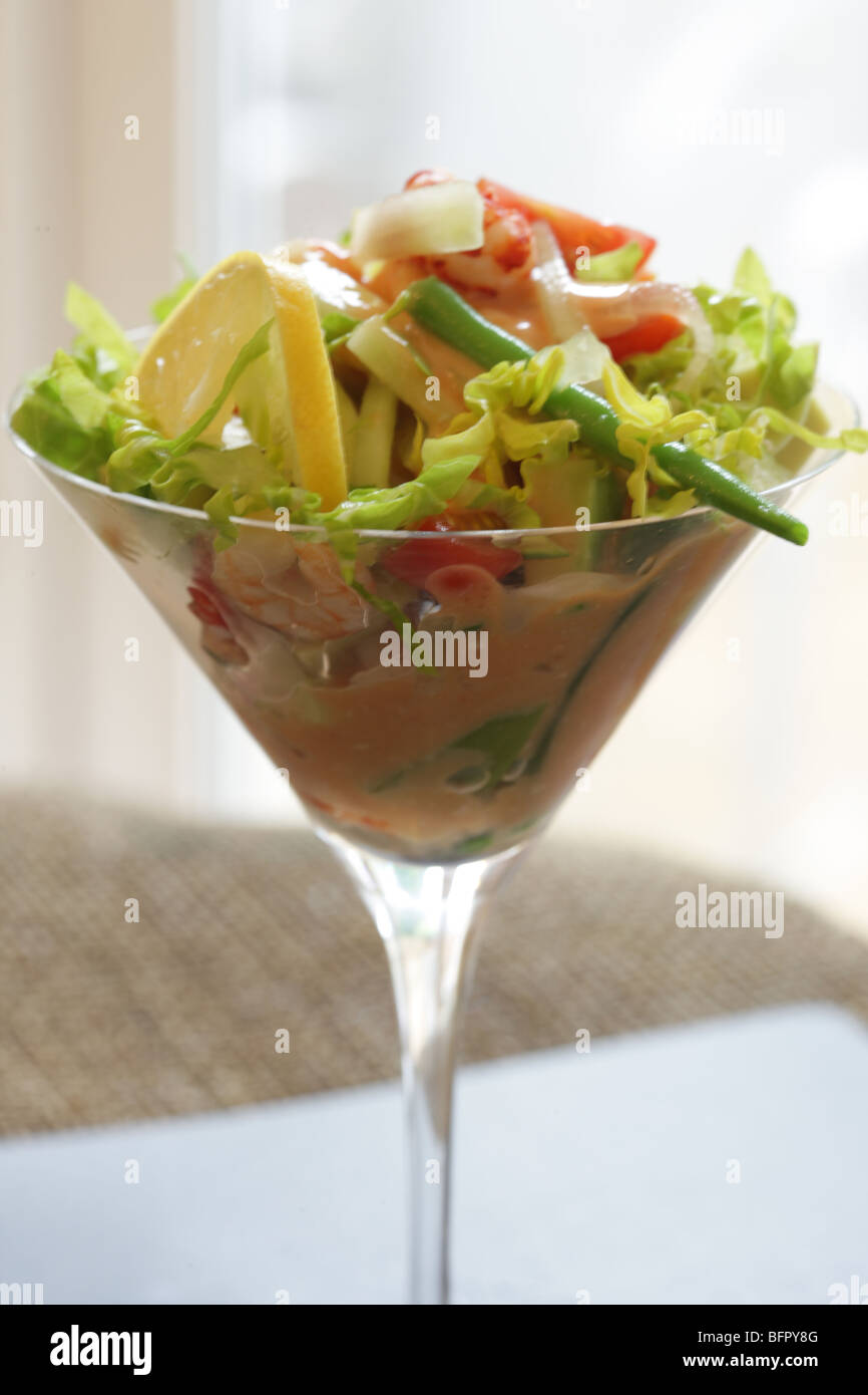 Traditional Authentic Prawn Cocktail Served In A Glass With No People ...