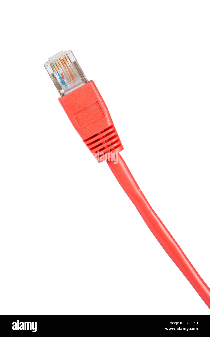 Computer network cable isolated on white background. Path included ...