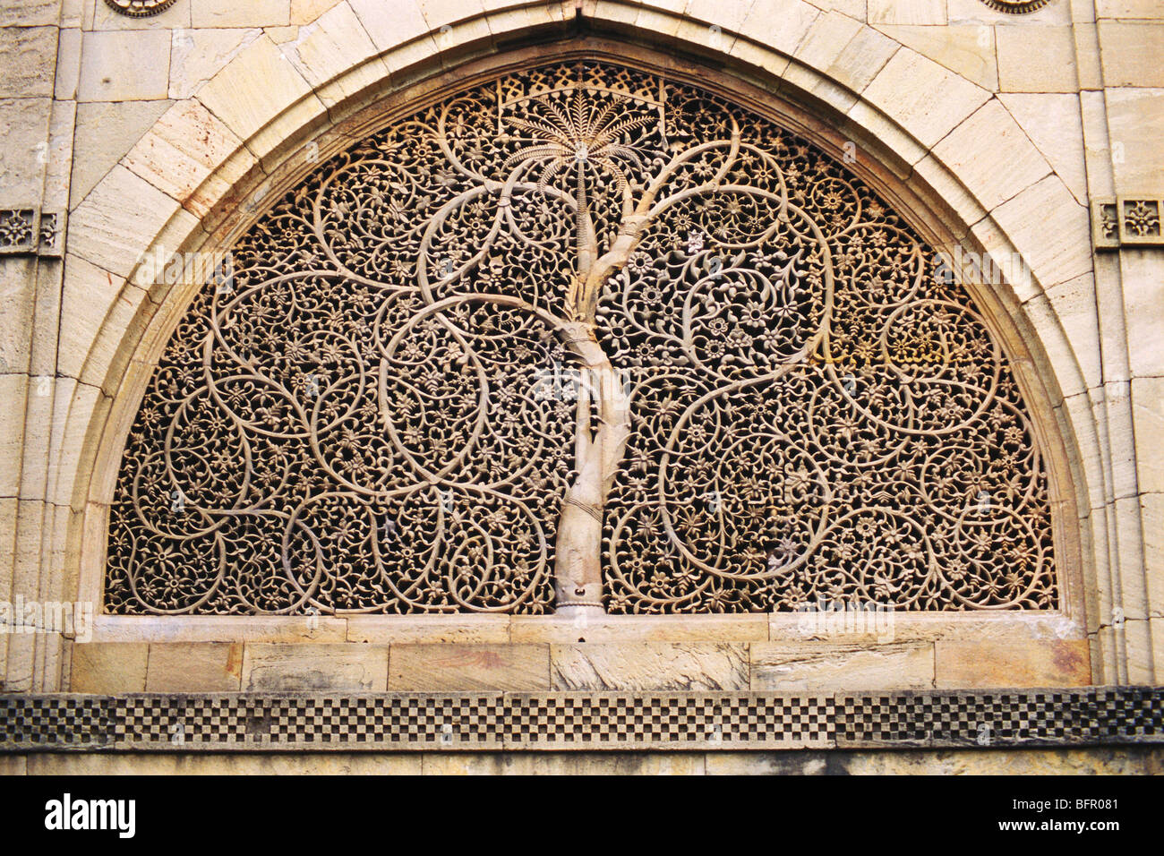 PRM 66985 : Tree of life jali in Sidi Saiyad mosque in 1572 ; Ahmedabad ...