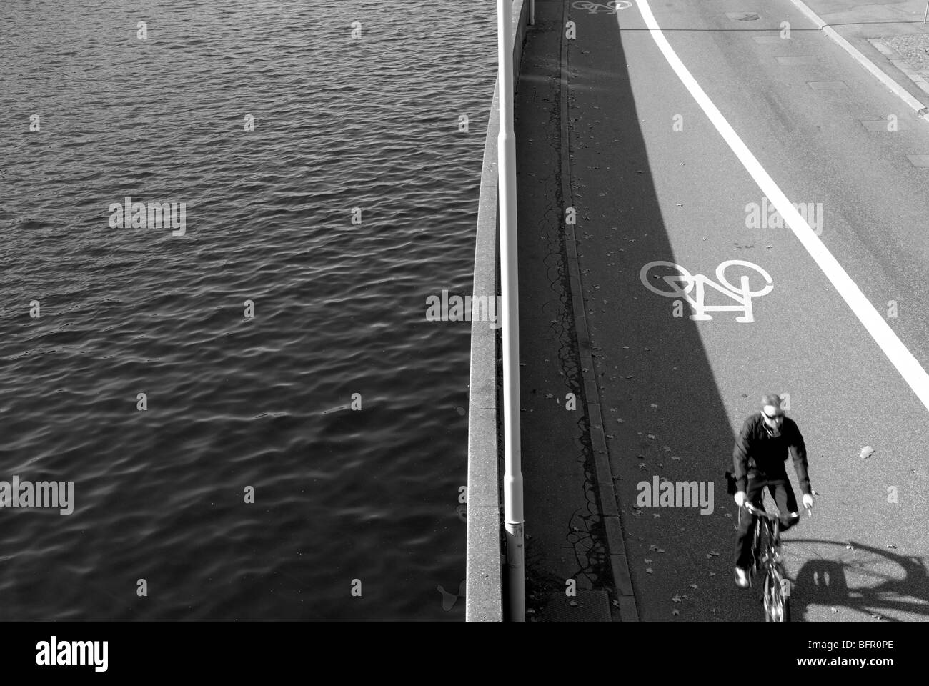 Cycling path sign Black and White Stock Photos & Images - Alamy