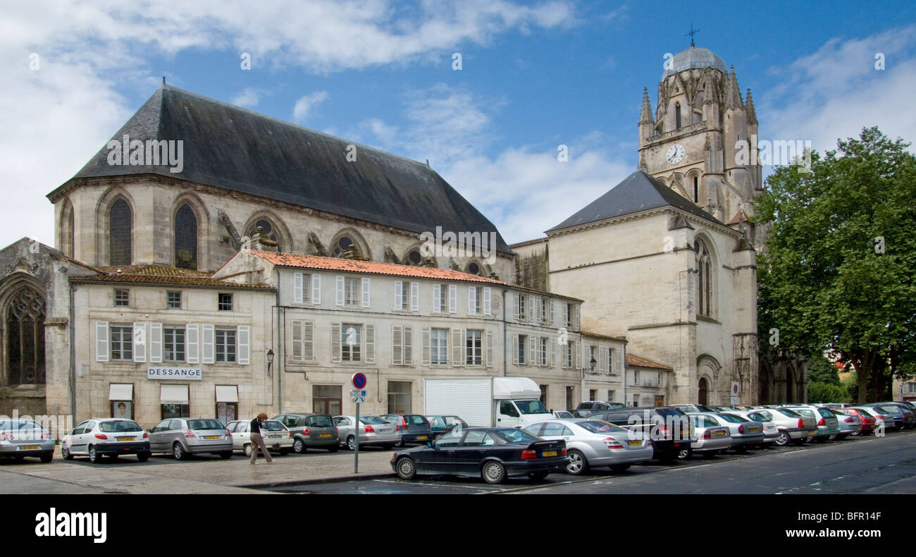 View of Saintes cathedral and town Stock Photo - Alamy