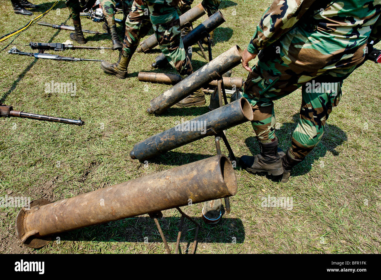 A set of guns that belonged to the demobilized Colombian paramilitary ...