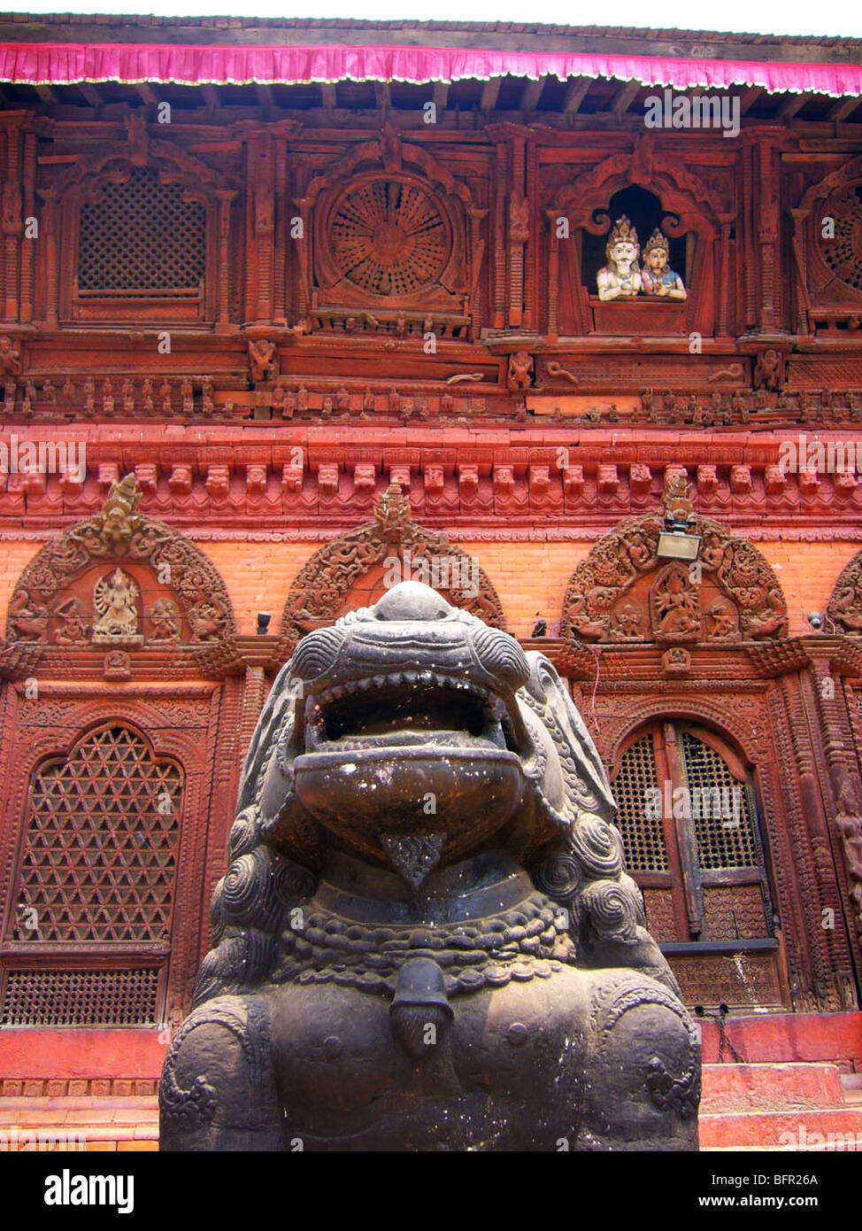 Ornate Nepalese building on Durbar Square in Kathmandu, the capital and ...