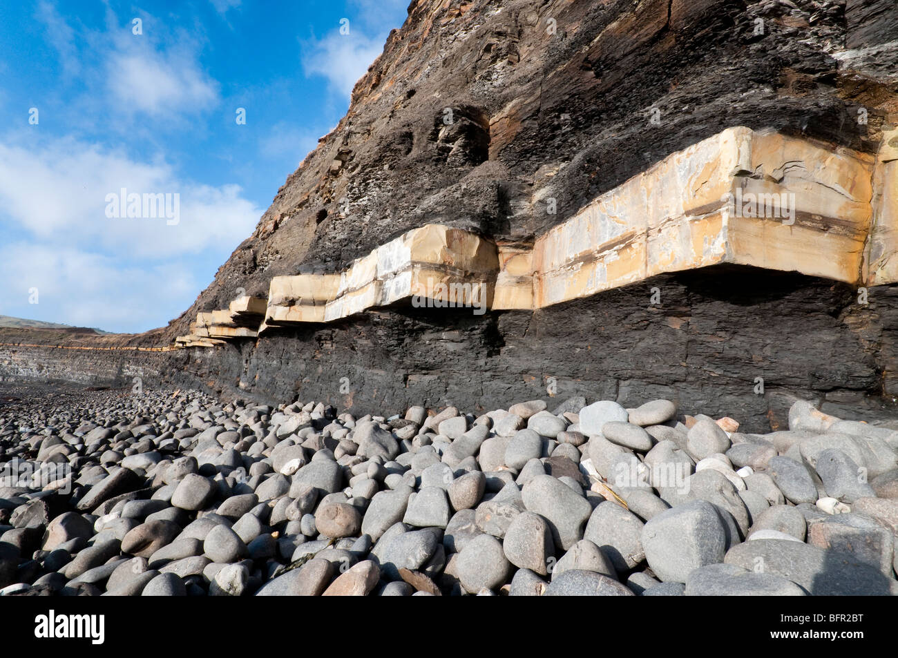 Strata showing in cliff at Kimmeridge Bay on the Jurassic Coast Stock ...