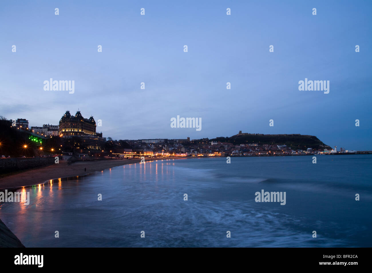 Grand Hotel and beach at night, Scarborough UK Stock Photo - Alamy