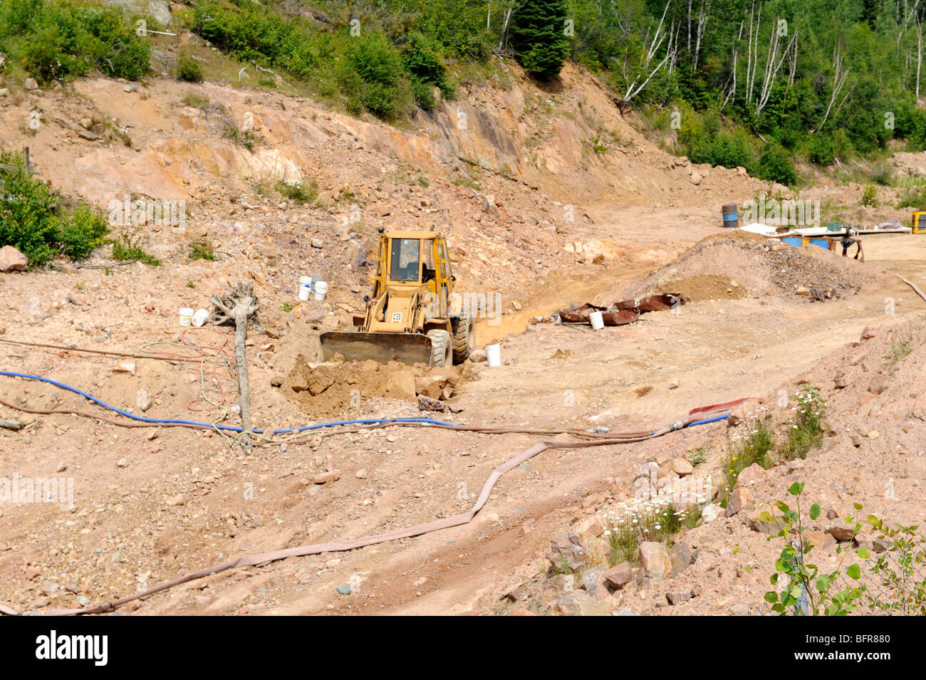 Backhoe digs at Amethyst Mine along Northern Shore of Lake Superior ...