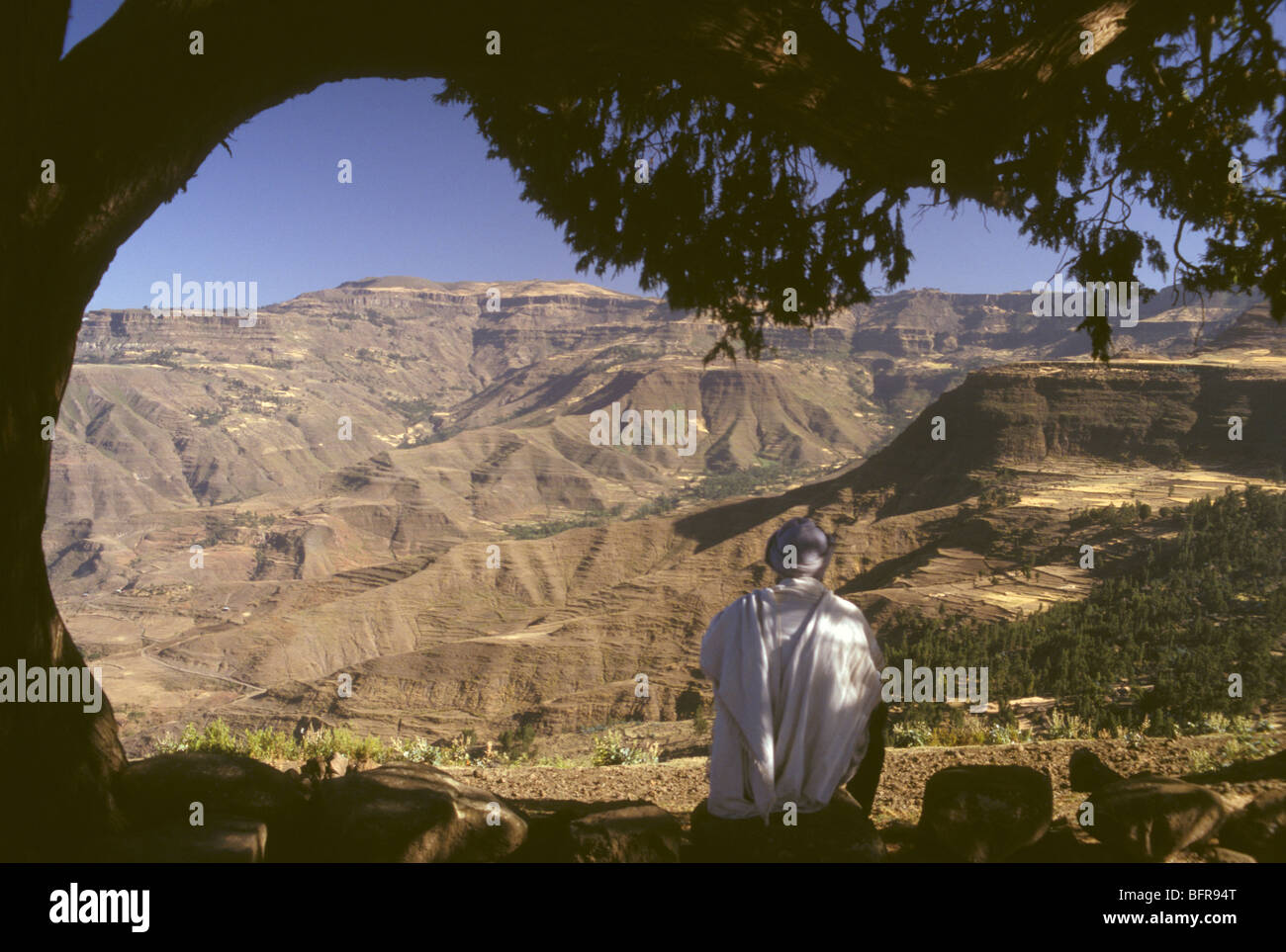 The rugged countryside from the mountains surrounding Lalibela Stock ...