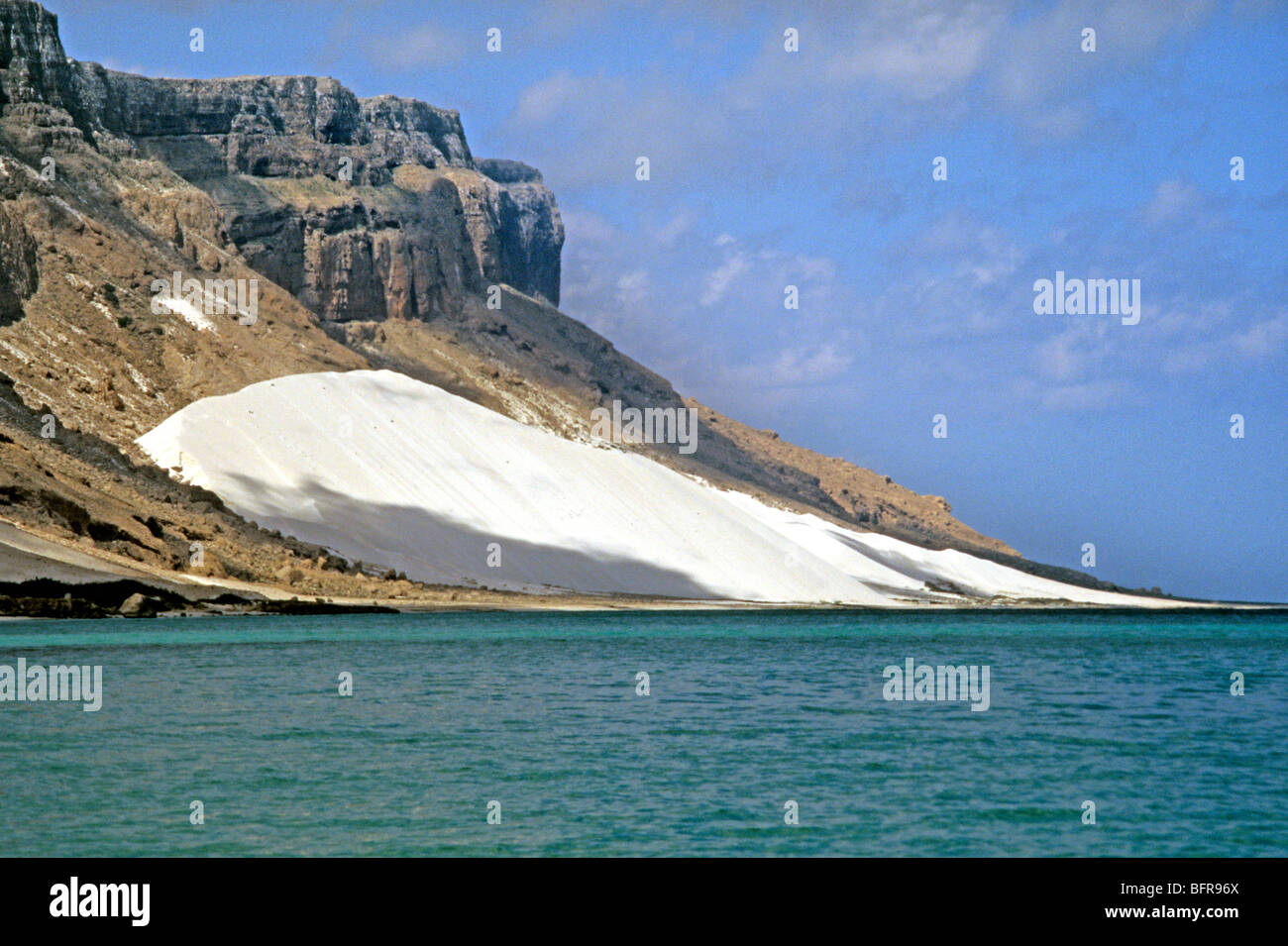 Coastal landscape with white sand dunes on the island of Socotra Stock ...