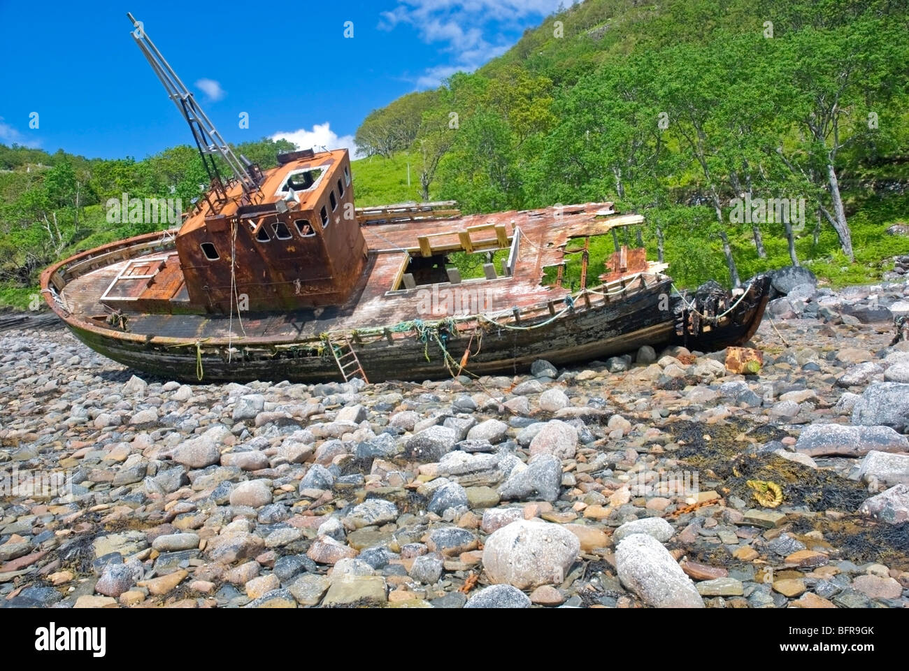 The wreck of the Dayspring trawler at Lower Diabaig, Scotland Stock ...