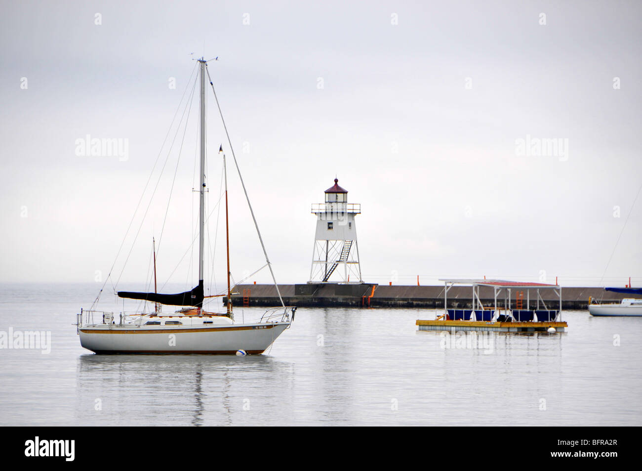 Harbor and Lighthouse Grand Marais Minnesota along Lake Superior Stock ...