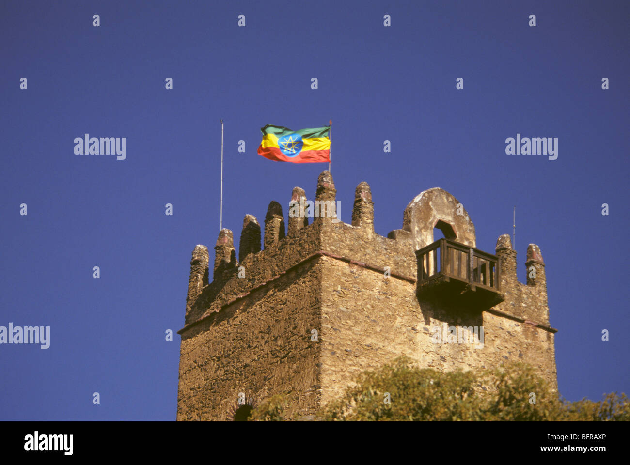 The Ethiopian flag flies from the top of Fasilidas's Castle in the ...