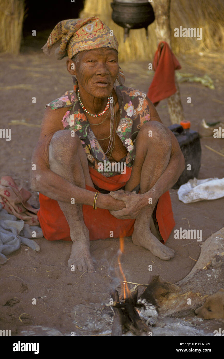 An elderly San woman from Tsodilo Hills Stock Photo - Alamy