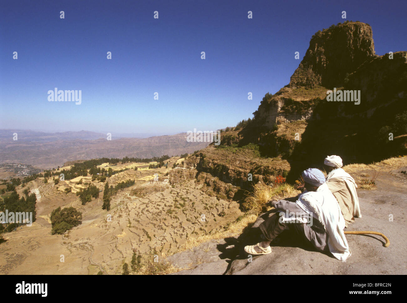 The rugged countryside from the mountains surrounding Lalibela Stock ...