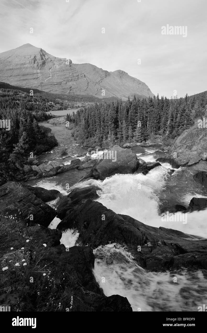 Stream glacier national park Black and White Stock Photos & Images - Alamy