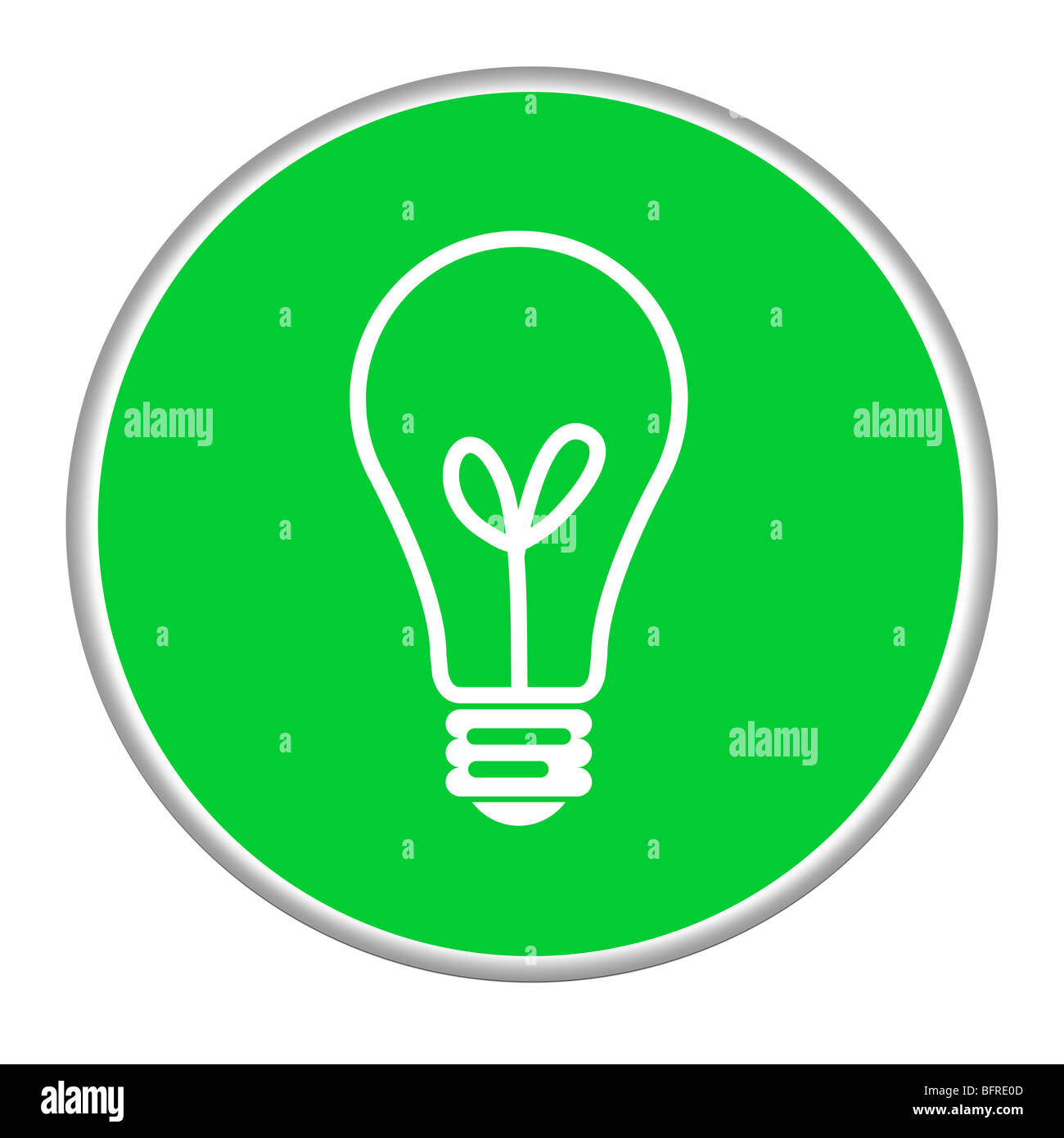 Green lightbulb idea concept button isolated on white background Stock ...