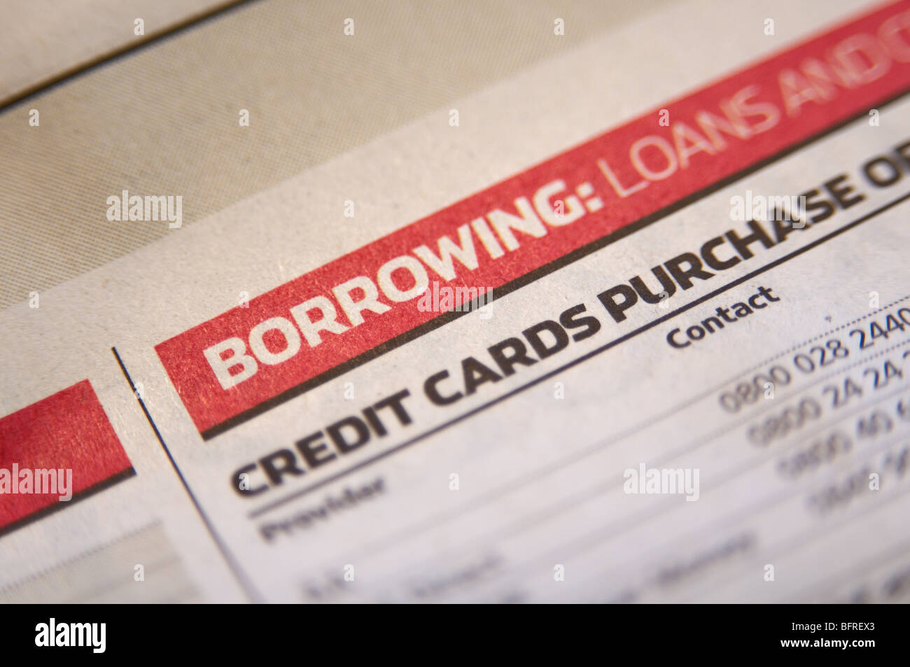 Financial data in a National Newspaper showing cash borrowing and ...