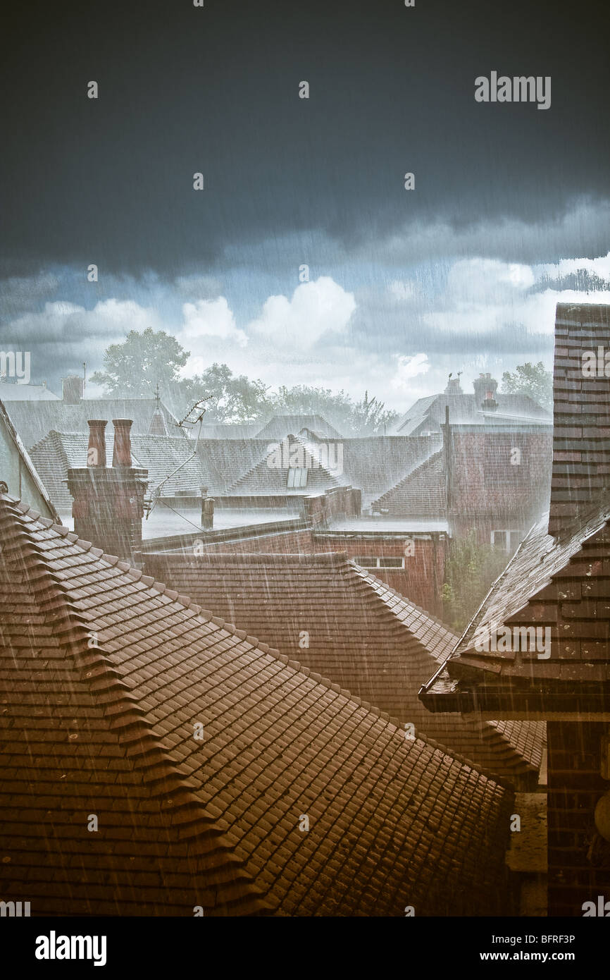 Storm in the village Stock Photo - Alamy