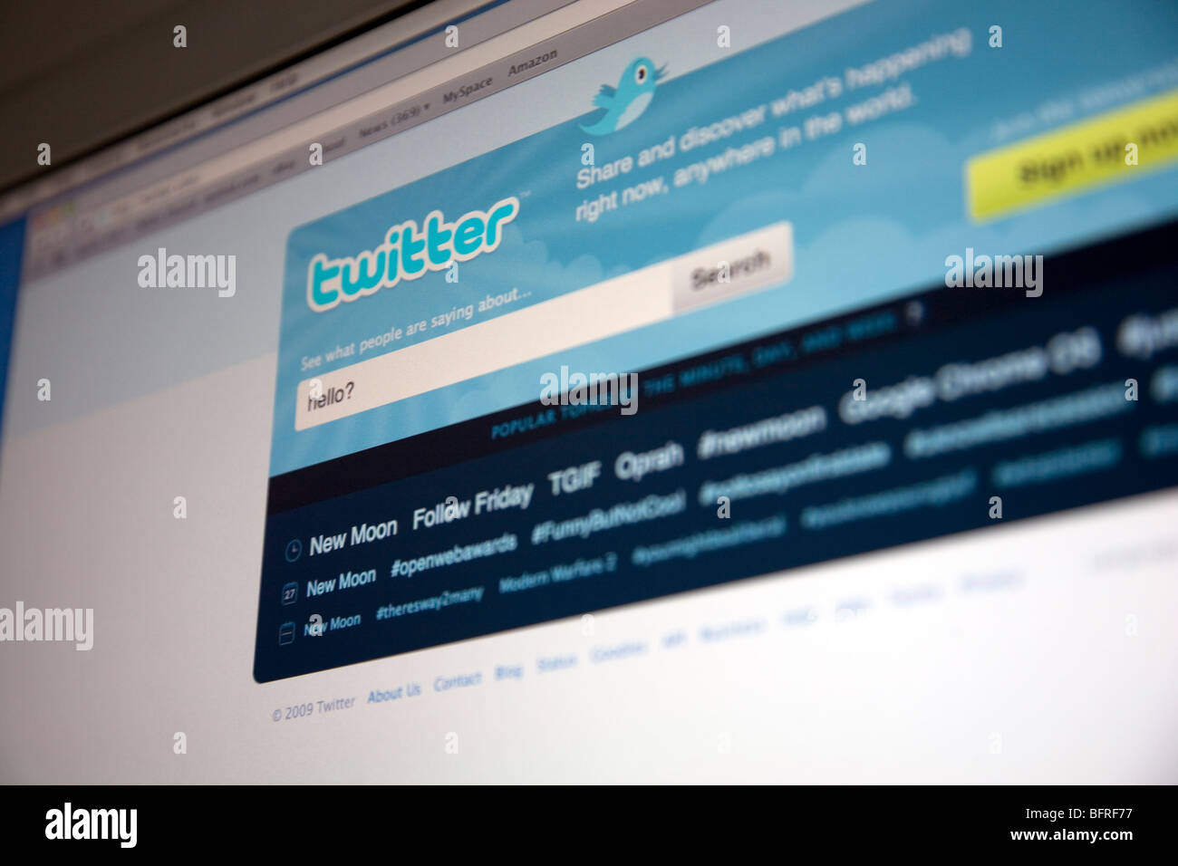 twitter screen page - 'hello?' Stock Photo - Alamy