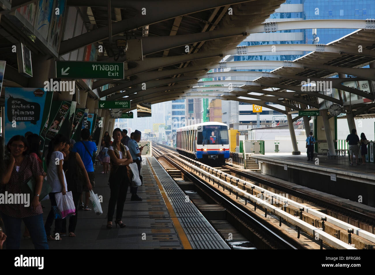 BTS subway train arriving at station, Bangkok, Thailand Stock Photo - Alamy