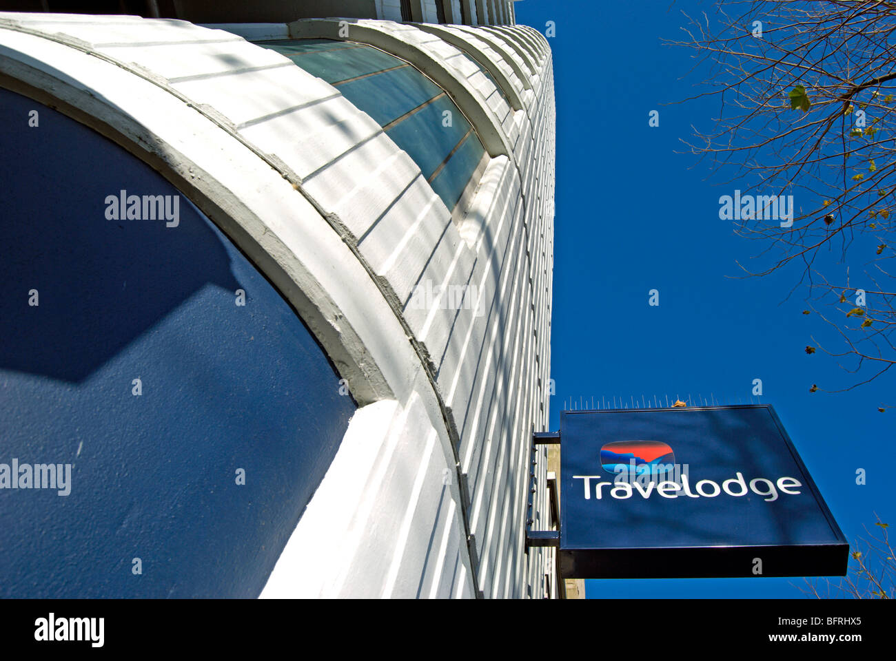travelodge sign with logo outside a branch of the hotel chain in ...