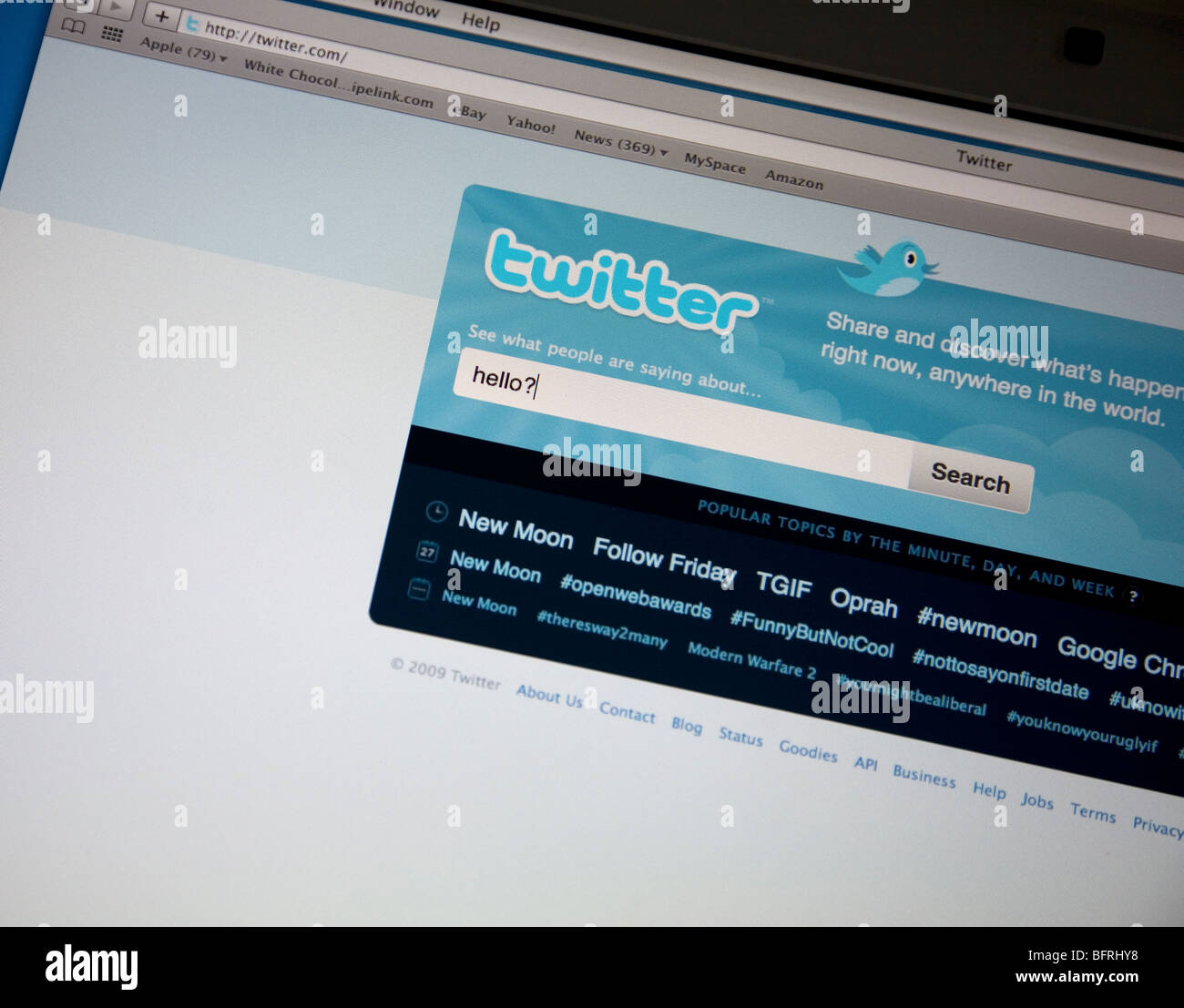 twitter screen page - 'hello?' Stock Photo - Alamy