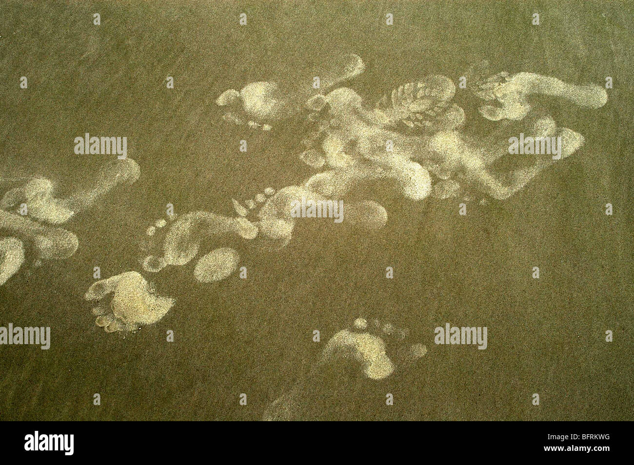 Footsteps on beach's sand. Ilha Comprida (Long Island), São Paulo 23/10 ...