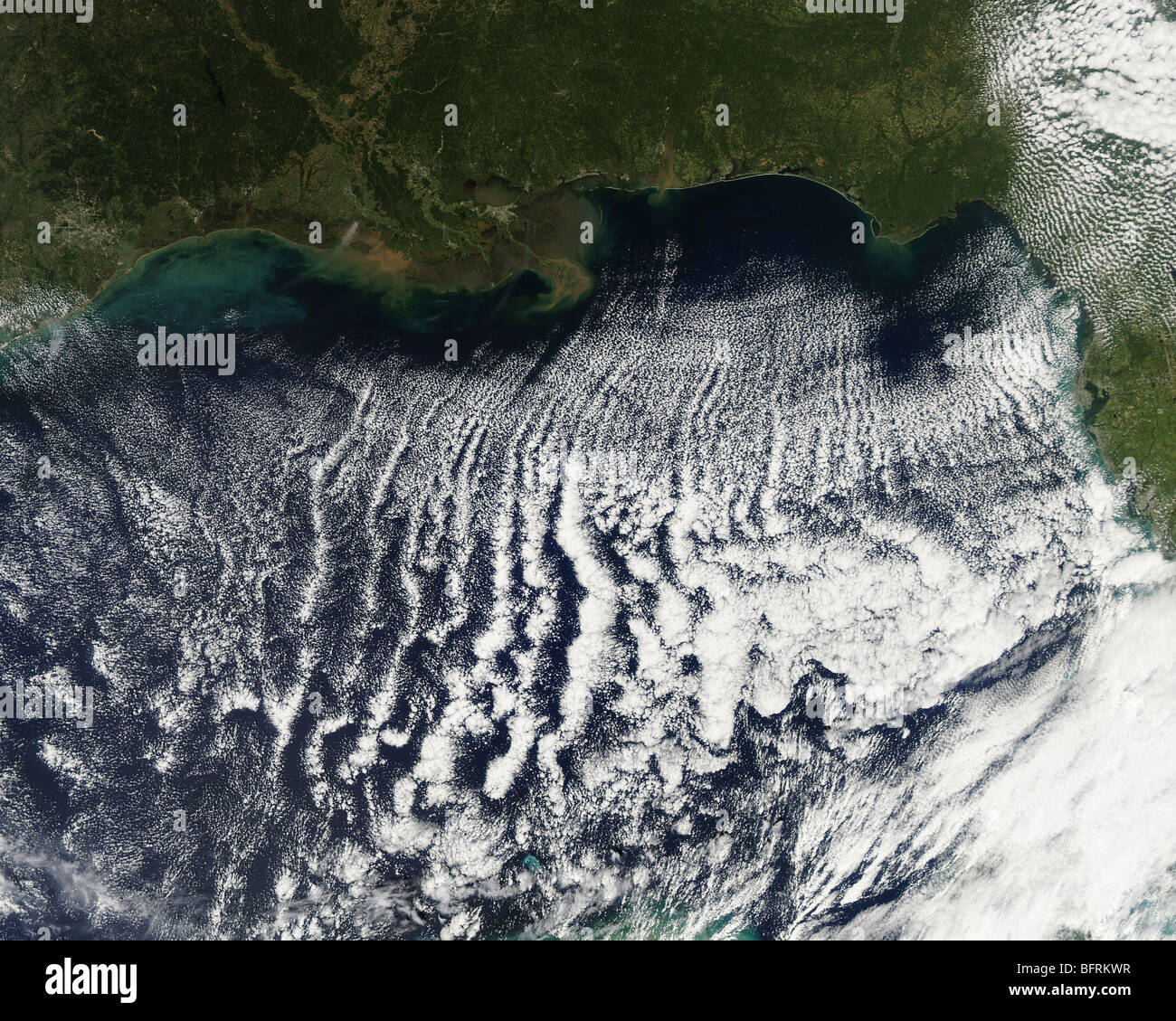 Cloud streets are visible stretching out into the Gulf of Mexico Stock ...