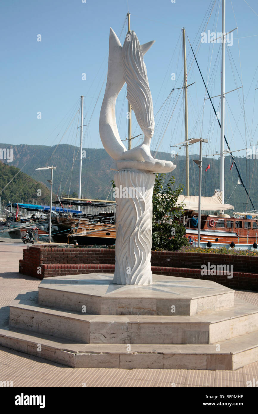 statue of a mermaid in Marmaris harbour turkey Stock Photo - Alamy
