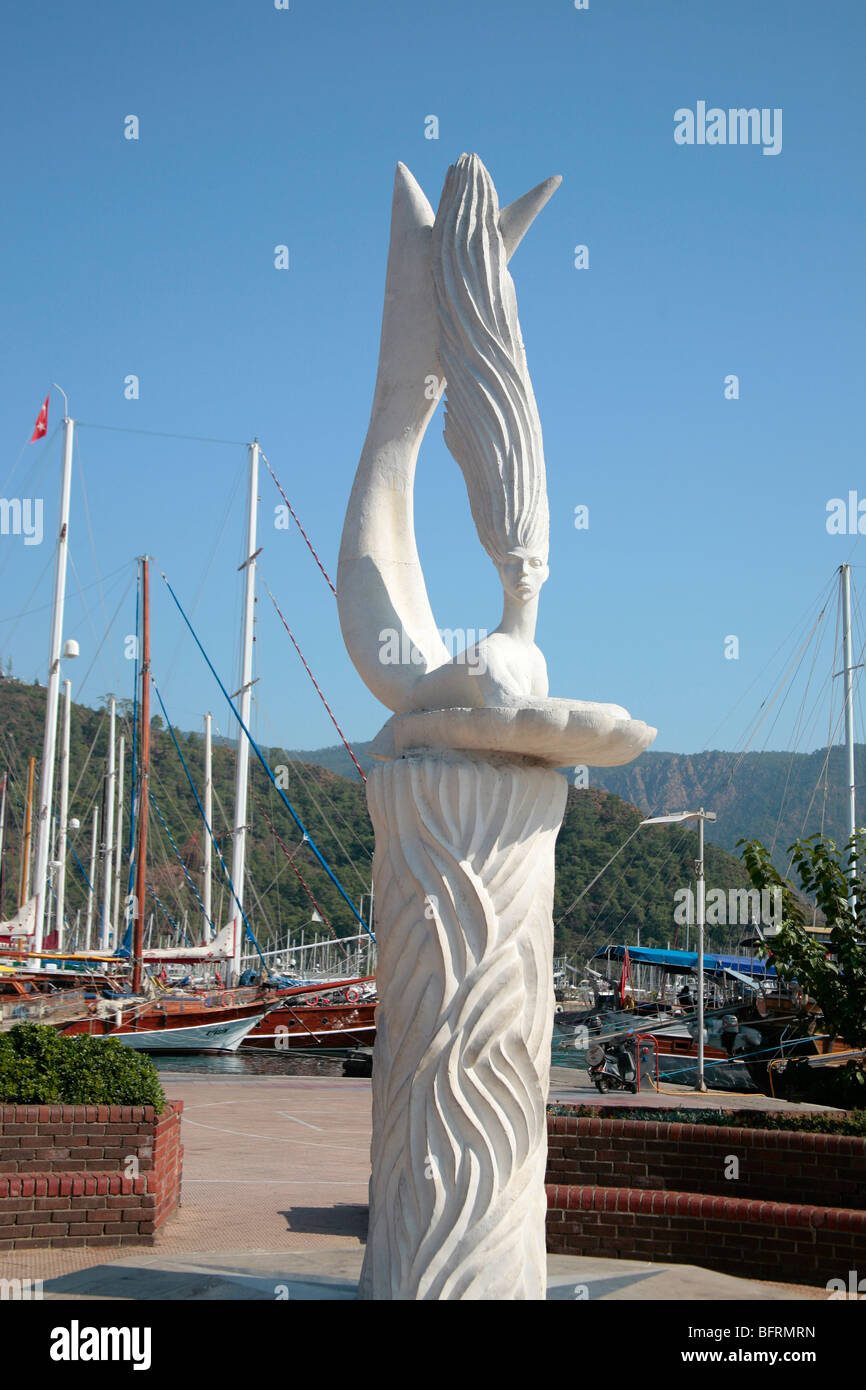 statue of a mermaid in Marmaris harbour turkey Stock Photo - Alamy