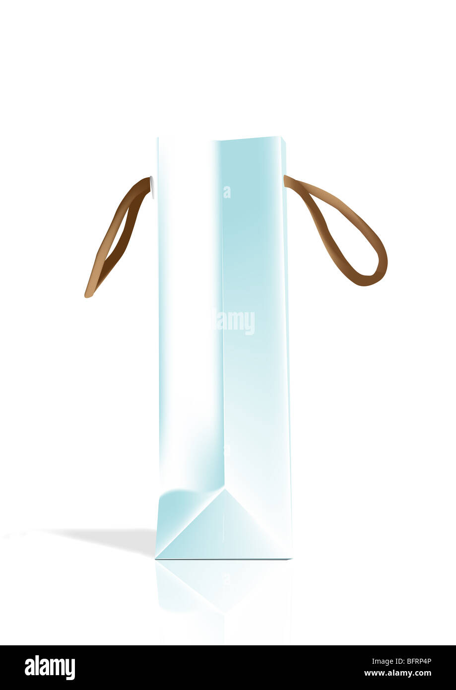 Shiny paper gift wrapping bag with reflection and shadow on white ...