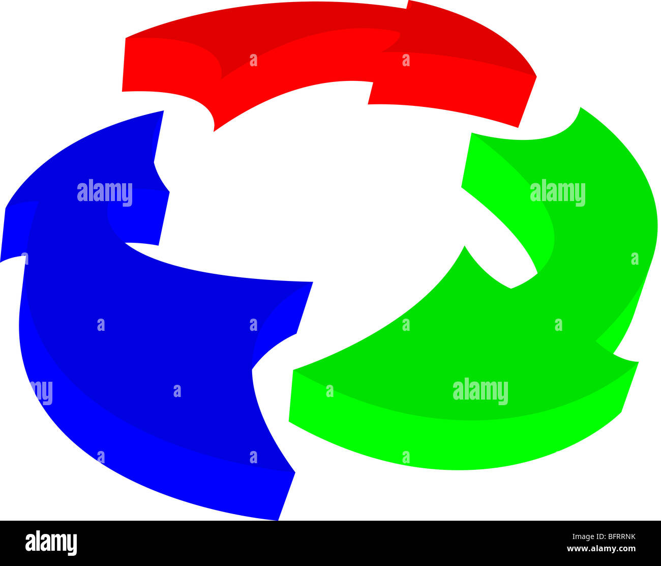 Red Green and Blue 3D arrows in a circle XXL Stock Photo - Alamy
