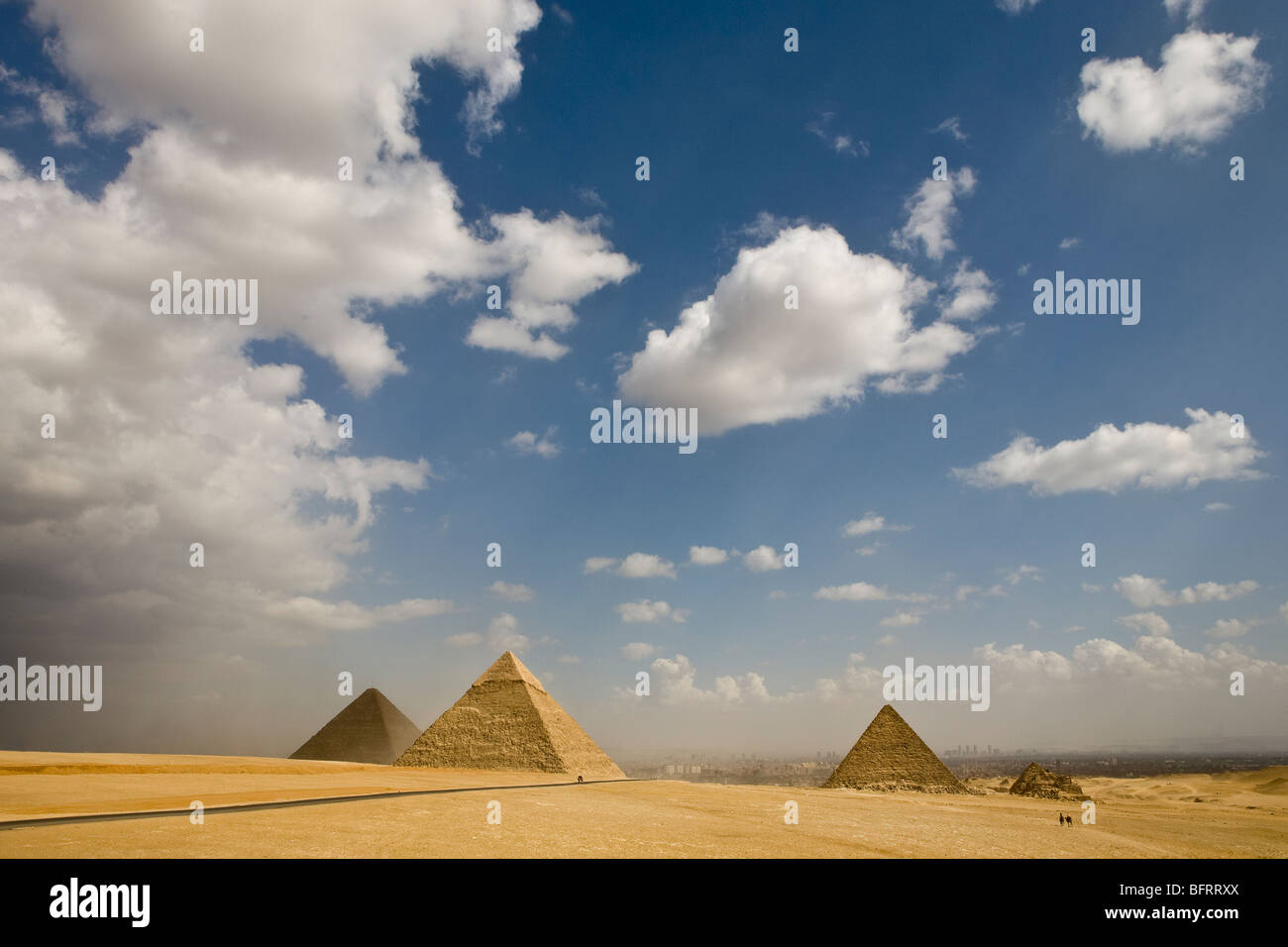 Panorama of the Great Pyramids of Giza taken from view point in the ...