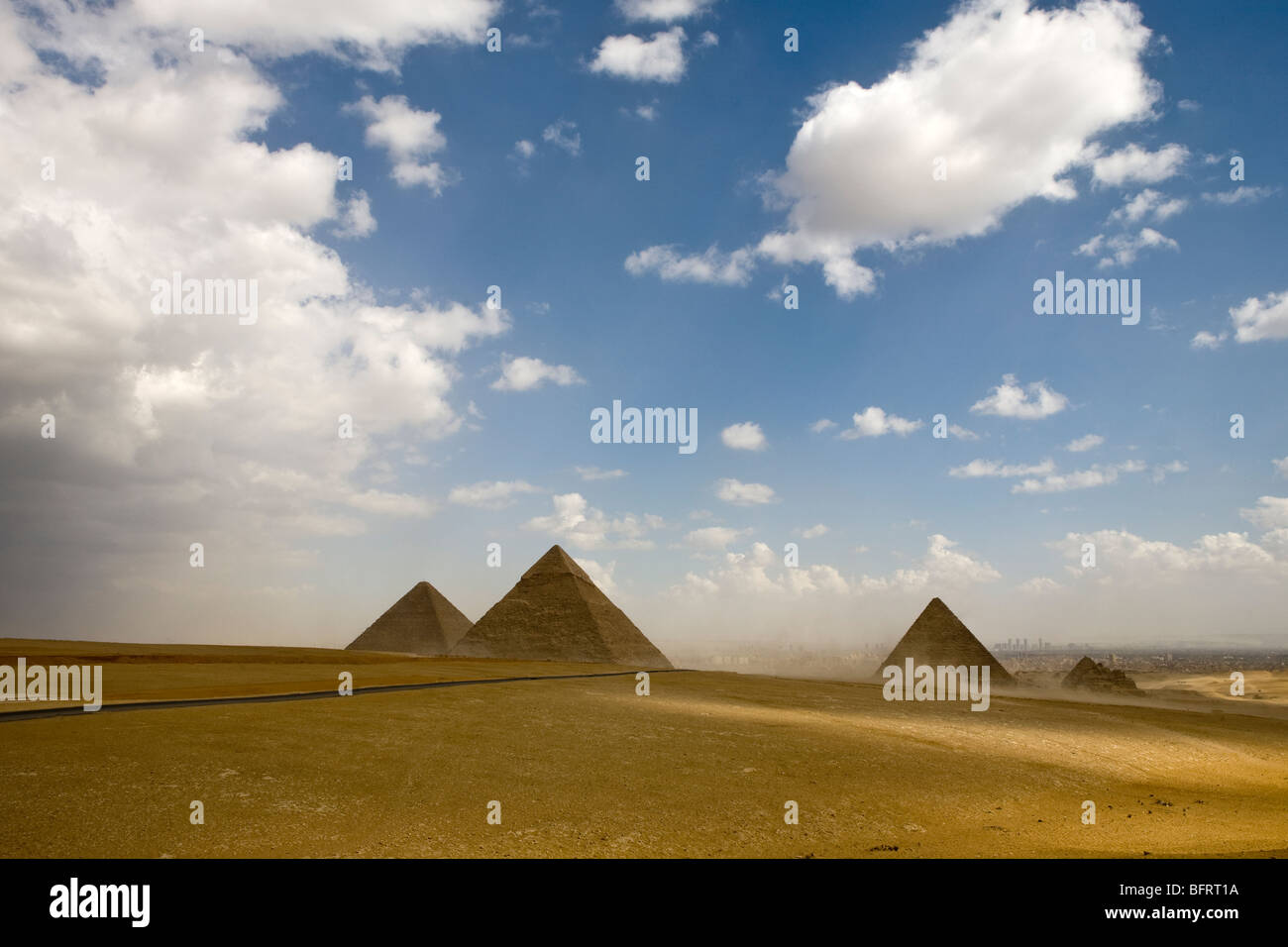 Panorama of the Great Pyramids of Giza taken from view point in the ...